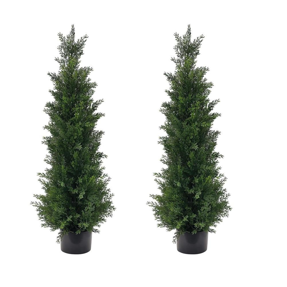 Artificial Cedar Tree 2 Pack 3 ft Outdoor Artificial Topiary Cedar ...