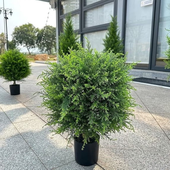 Artificial Cedar Tree, Pre-pruned Topiary, Pe Leaves, Realistic Outdoor ...
