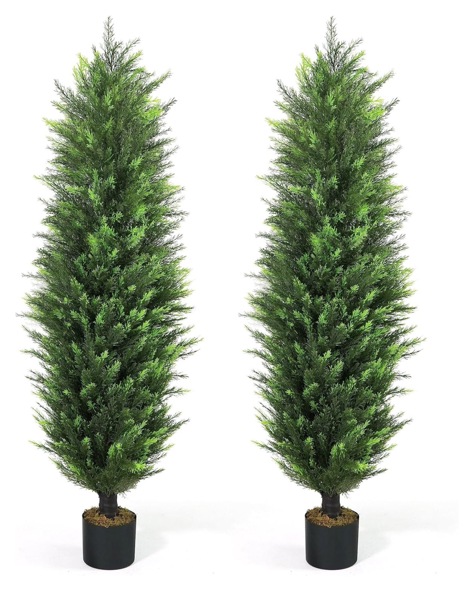 Artificial Cedar Tree Set of 2 UV Resistant Realistic Low Maintenance ...