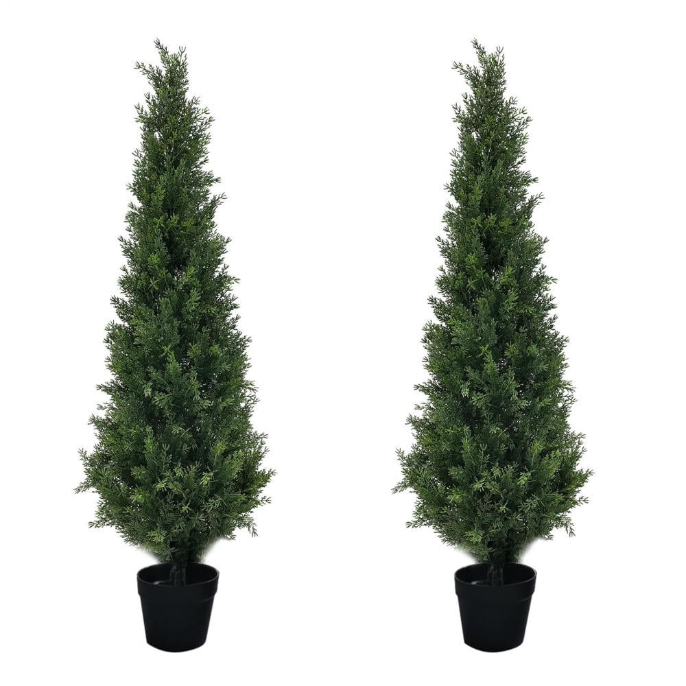 Artificial Cedar Trees, 4FT UV Resistant Trees Artificial Outdoors ...