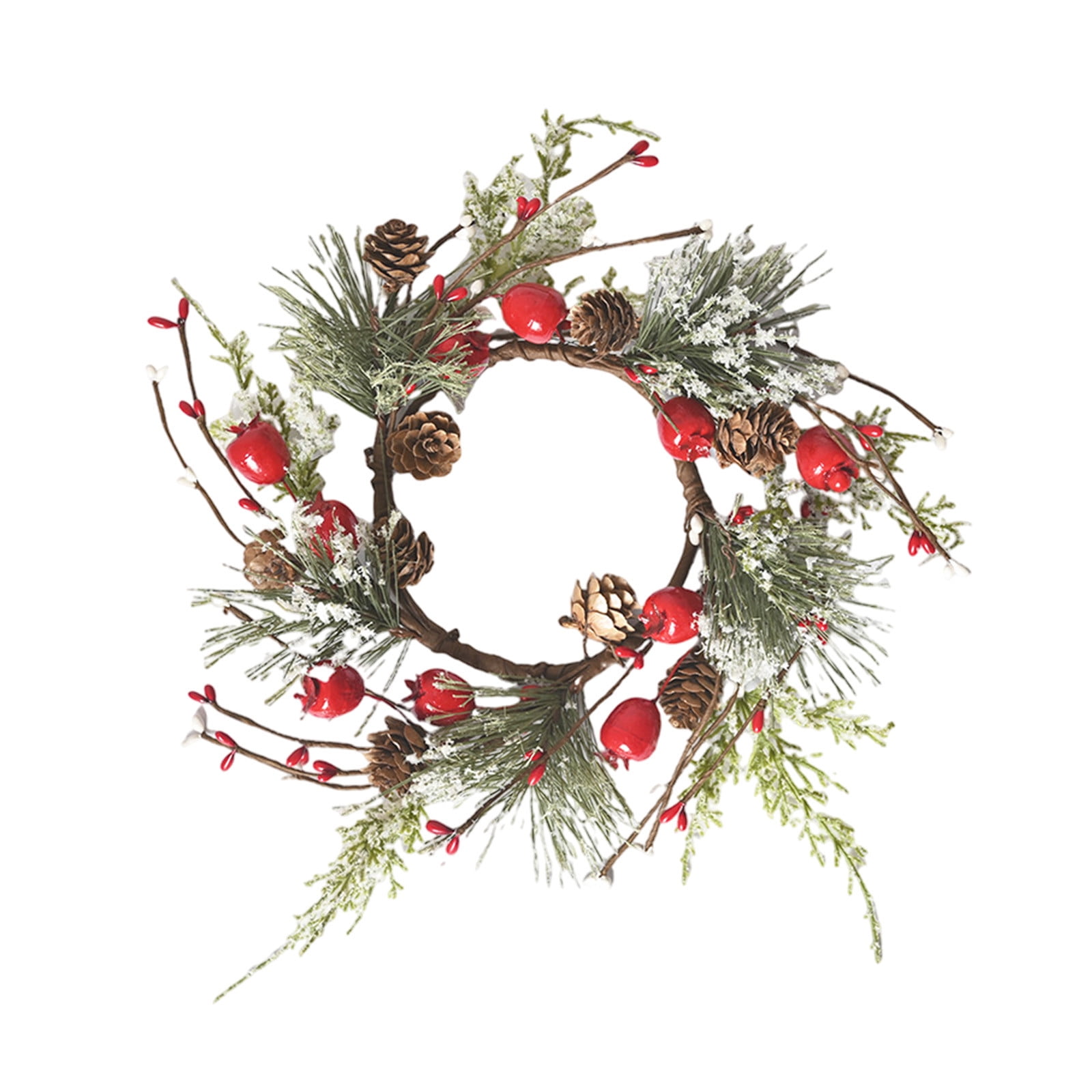 Artificial Cedar and Berry Candle Rings Christmas Candle Holder Wreath ...