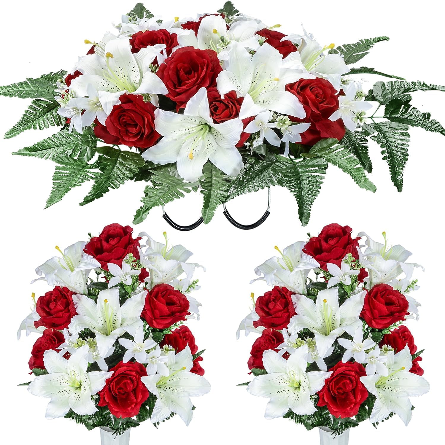 Artificial Cemetery Flower Saddles, Cemetery Memorial Flowers with Vase ...