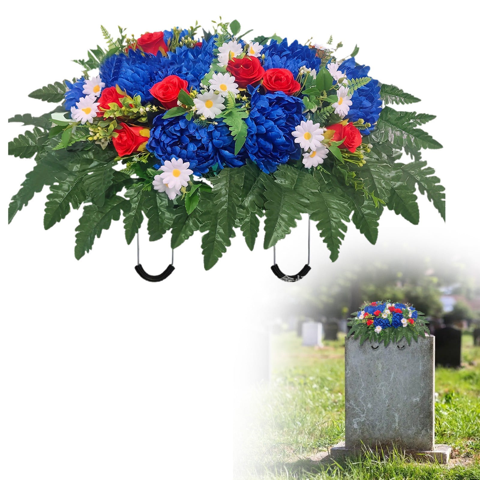 Artificial Cemetery Flower Saddles, Rose Headstone Flower Saddle ...