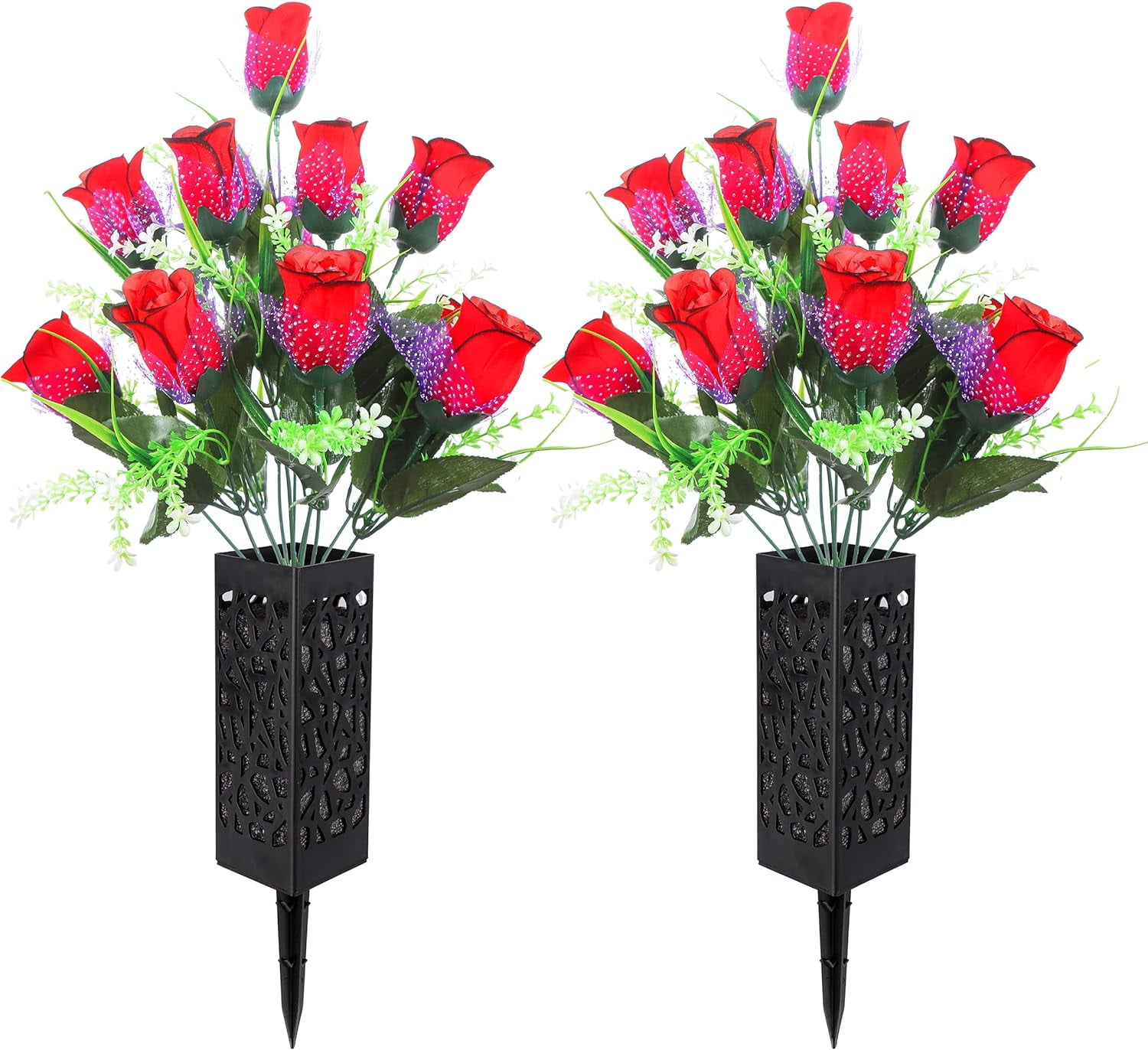 Artificial Cemetery Flowers, Grave Decoration for Headstones Lasting ...