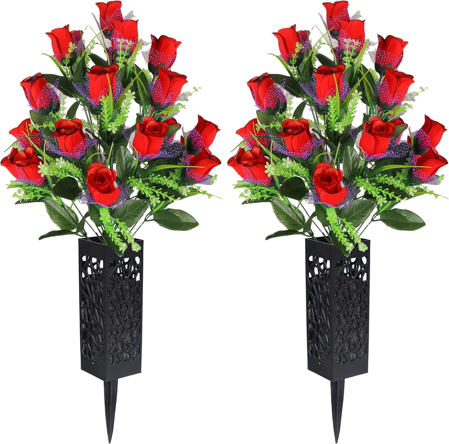 Artificial Cemetery Flowers, Grave Decoration for Headstones Lasting ...