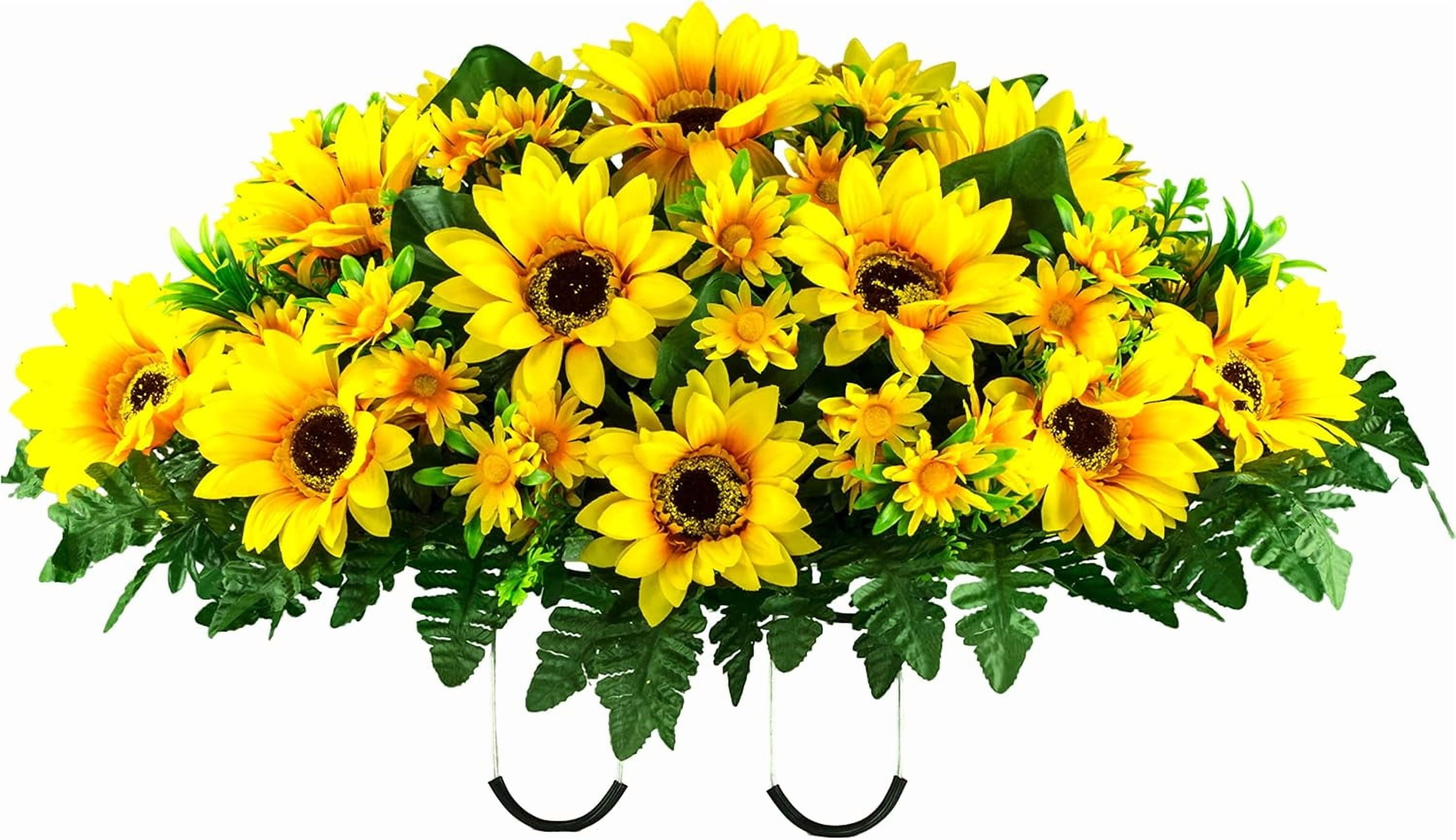 Artificial Cemetery Flowers - Grave Flowers for Cemetery - Yellow ...