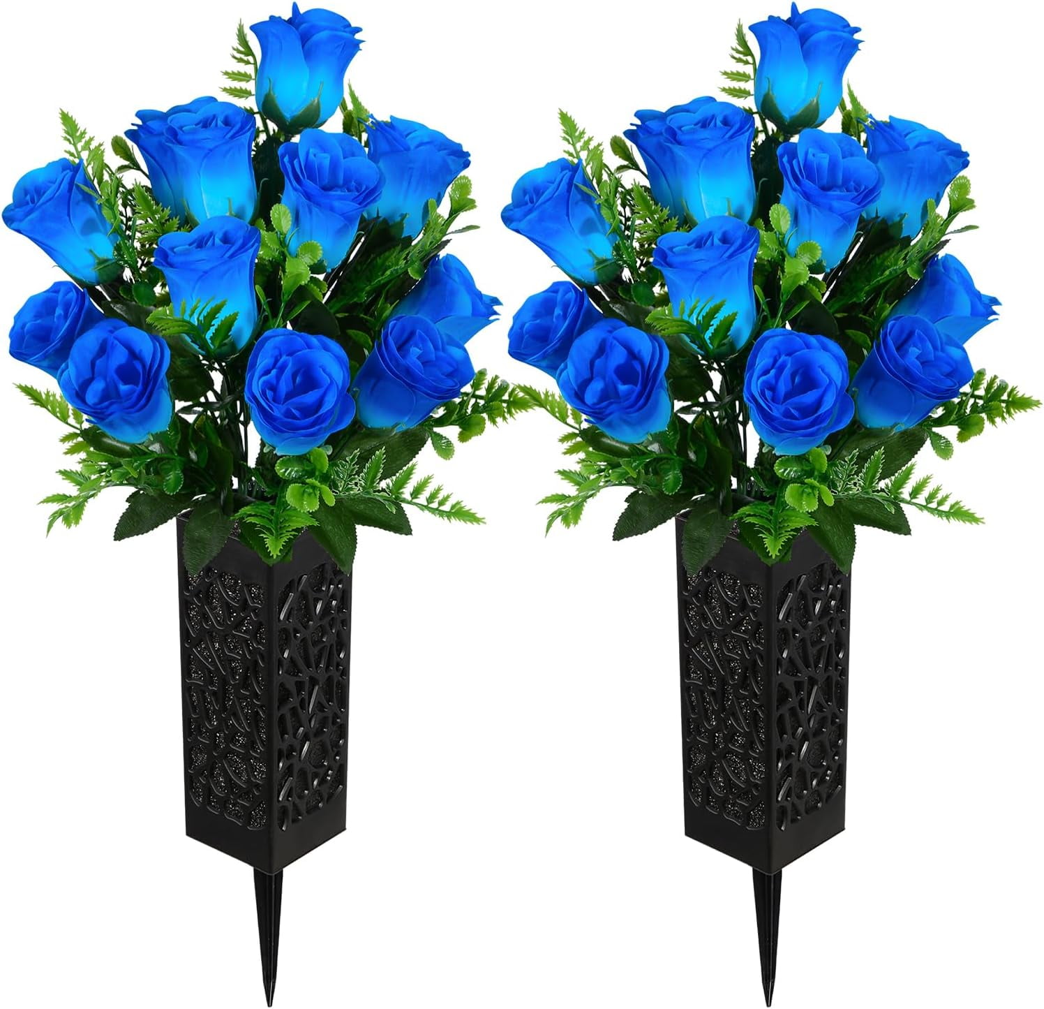 Artificial Cemetery Flowers, Grave Memorial Flowers with Vase ...