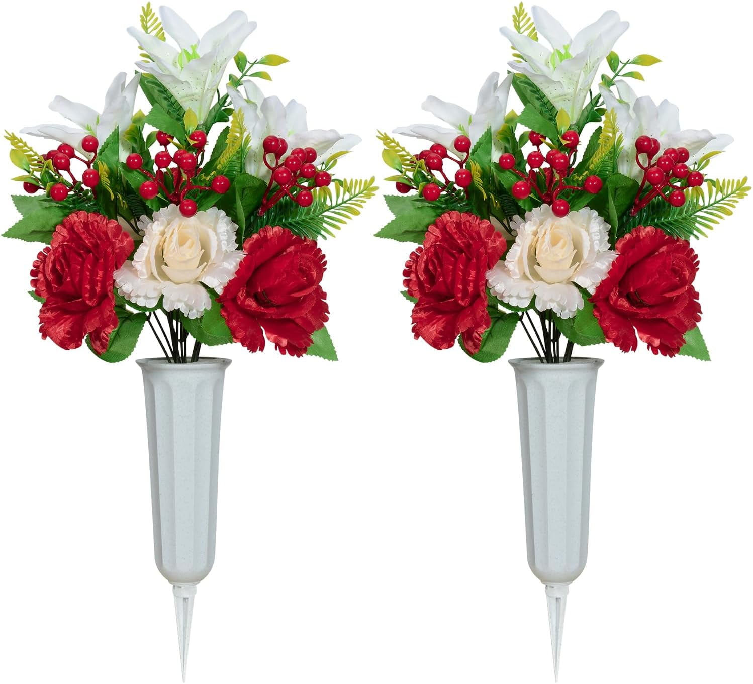 Artificial Cemetery Flowers for Grave, Set of Artificial Flowers ...