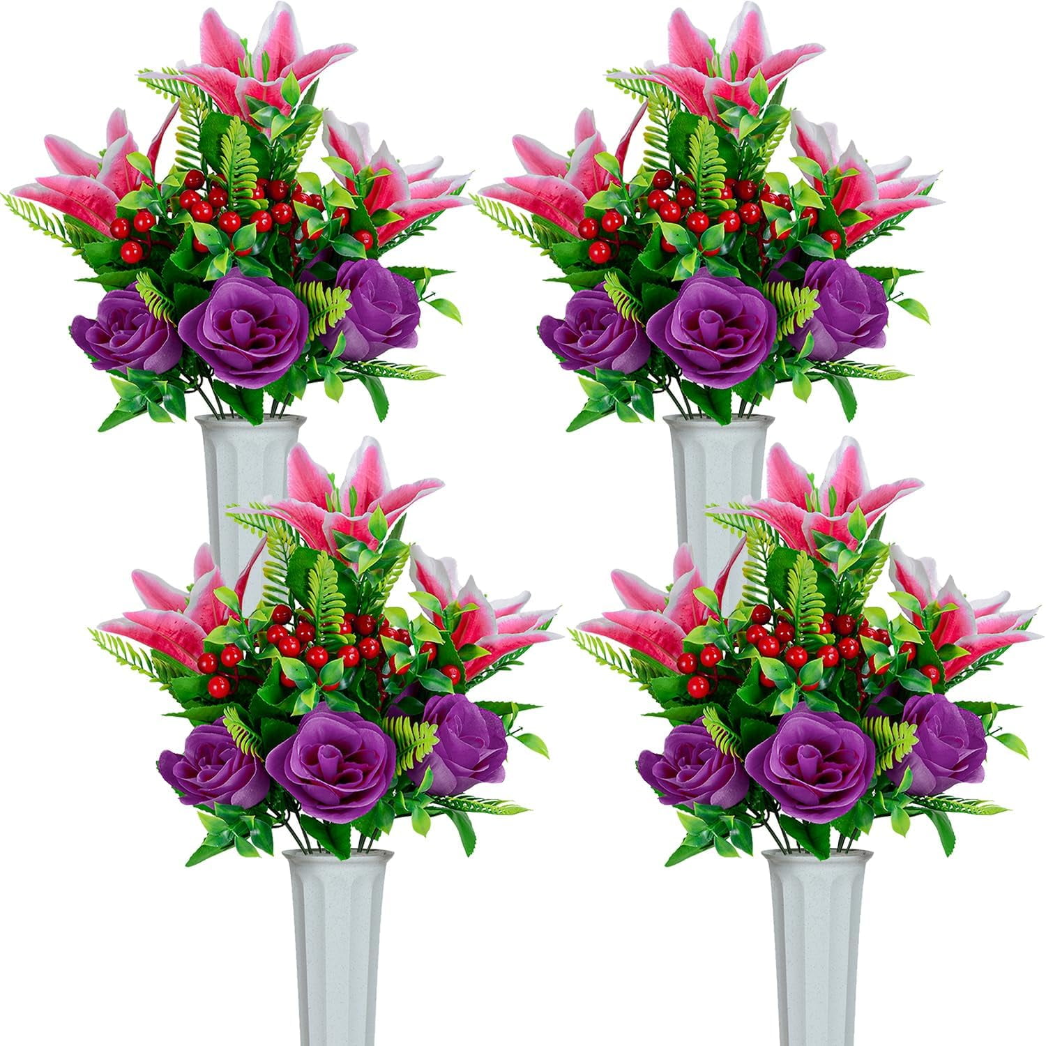 Artificial Cemetery Flowers for Grave, Set of Artificial Flowers ...