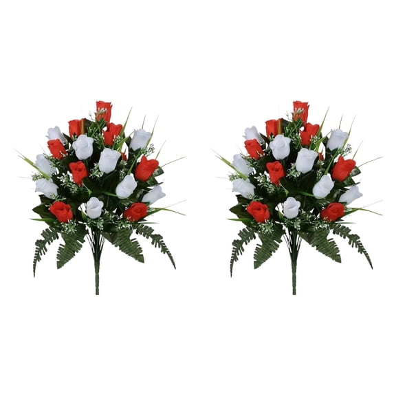 Artificial Cemetery Flowers for Graves - Memorial Silk Rose Bouquet ...