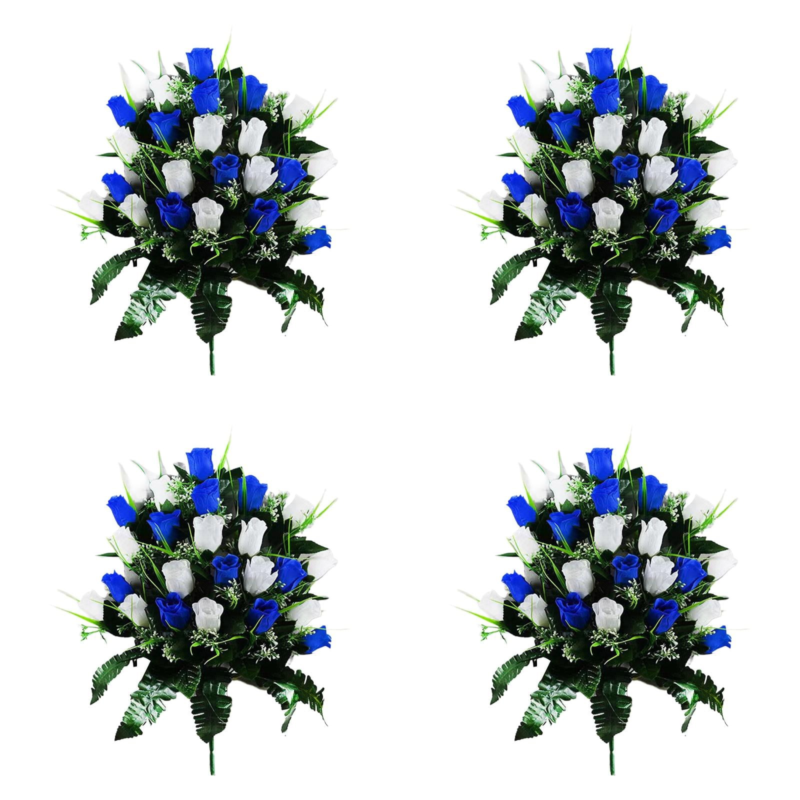 Artificial Cemetery Flowers for Graves - Memorial Silk Rose Bouquet ...