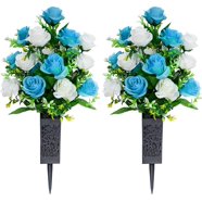Memorial Rose Poppy & Mum Mix Arrangement in Large, White Cemetery Hoop ...