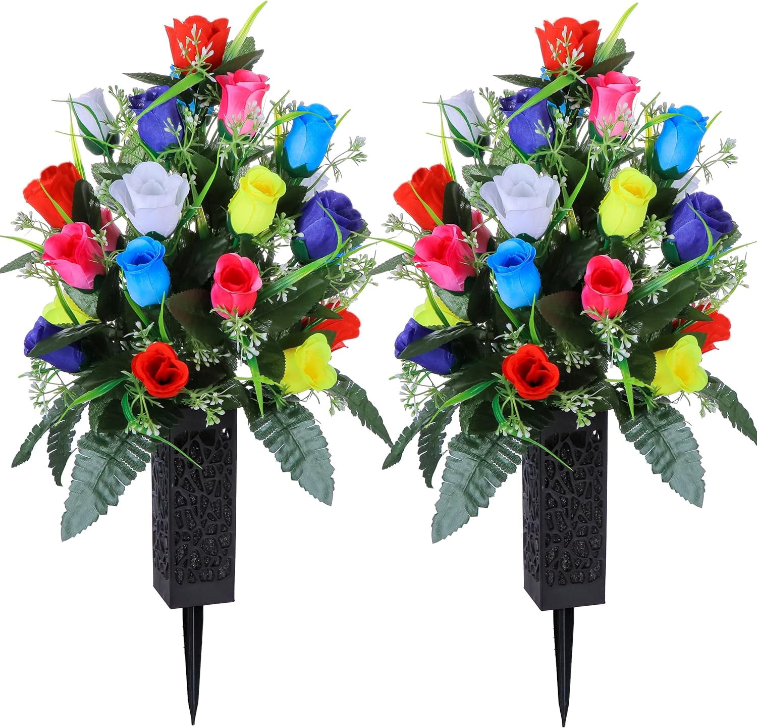 Artificial Cemetery Flowers,Outdoor Grave Decorations Roses,Beautiful ...