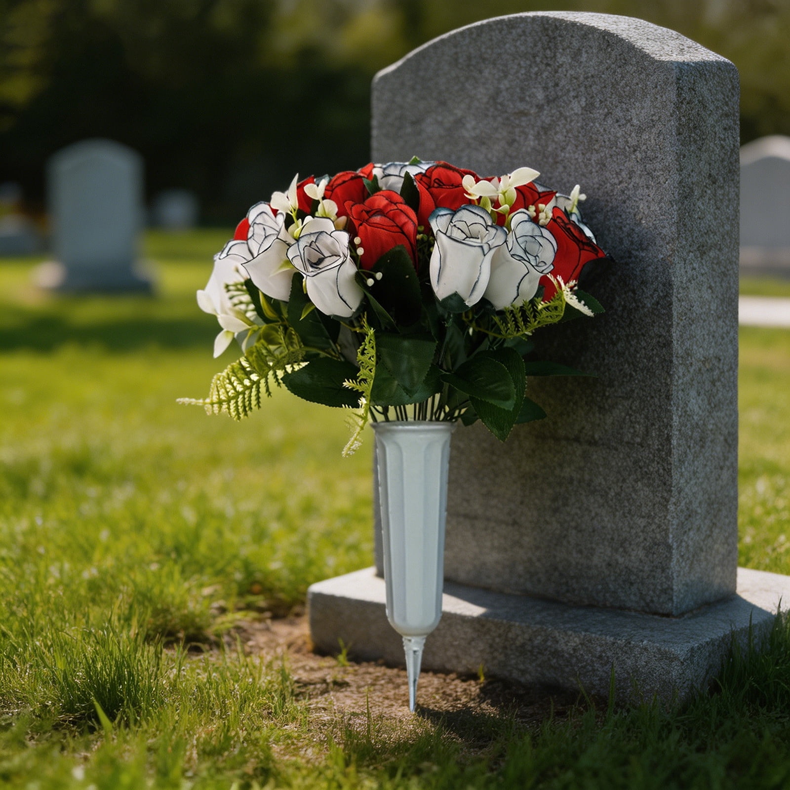 Artificial Cemetery Flowers, Outdoor Grave Decorations Roses, Beautiful ...