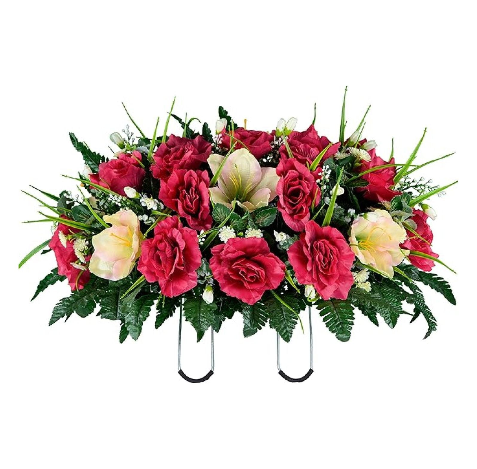 Artificial Cemetery Flowers – Realistic- Outdoor Grave Decorations ...