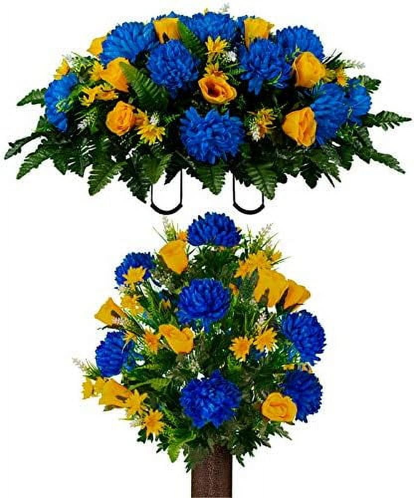 Artificial Cemetery Flowers – Realistic Vibrant Roses, Outdoor Grave ...