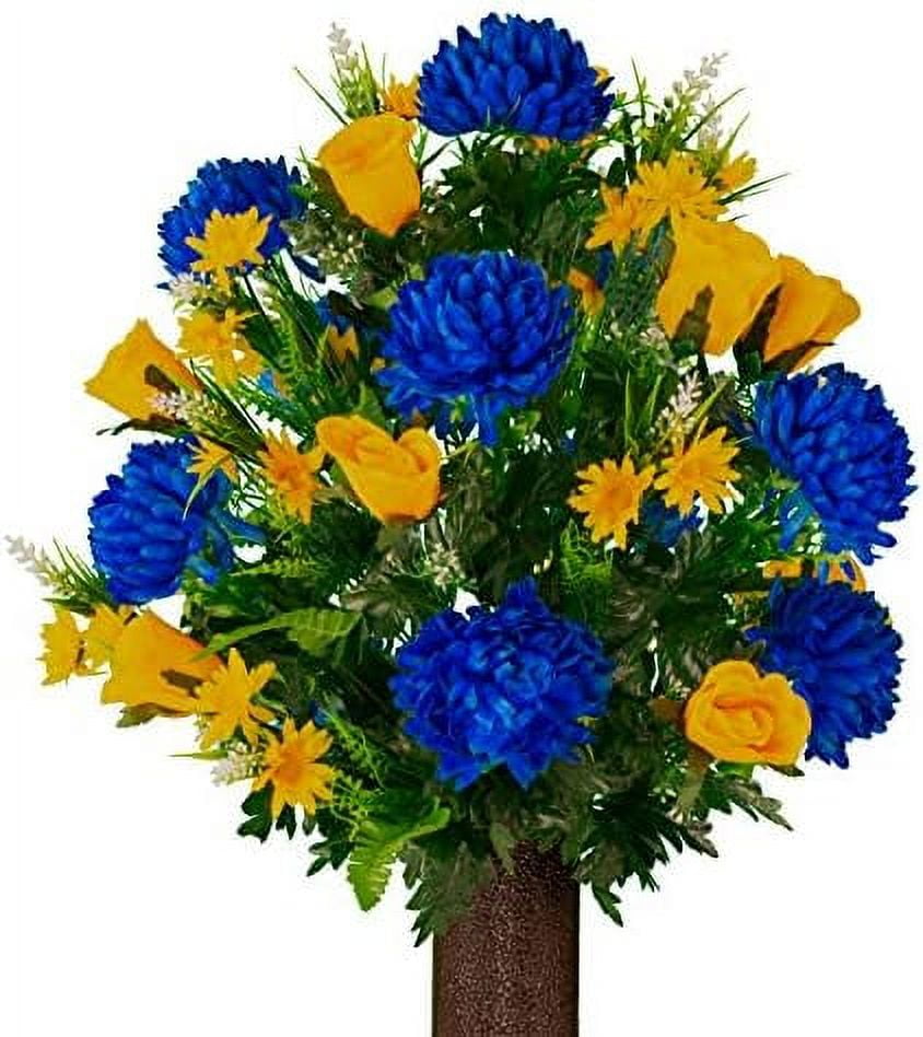 Artificial Cemetery Flowers – Realistic Vibrant Roses, Outdoor Grave ...