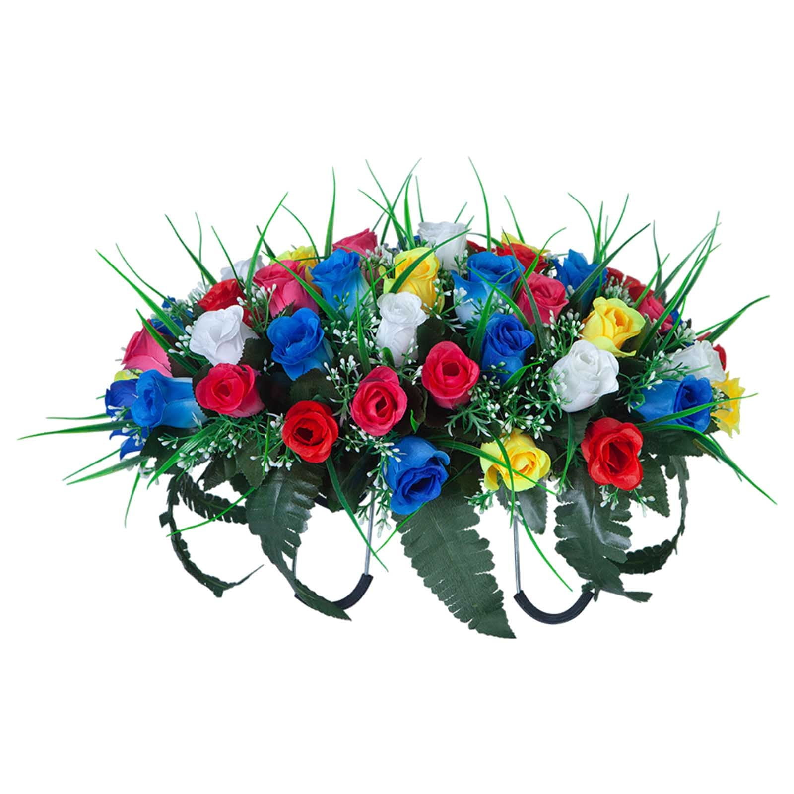 Artificial Cemetery Flowers Saddle – Realistic Rose Headstone Decor ...