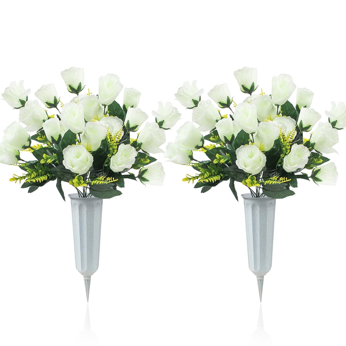 Cemetery Flowers for Grave Artificial Cemetery Flowers Set of 2 ...