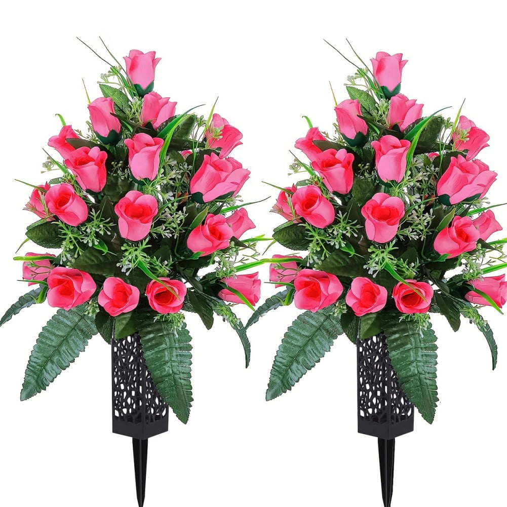 Eleanos Cemetery Decoration Artificial Polyester Cloth Rose Lily ...