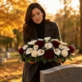 Artificial Cemetery Saddle Arrangement, Memorial Gravestone Flowers for ...