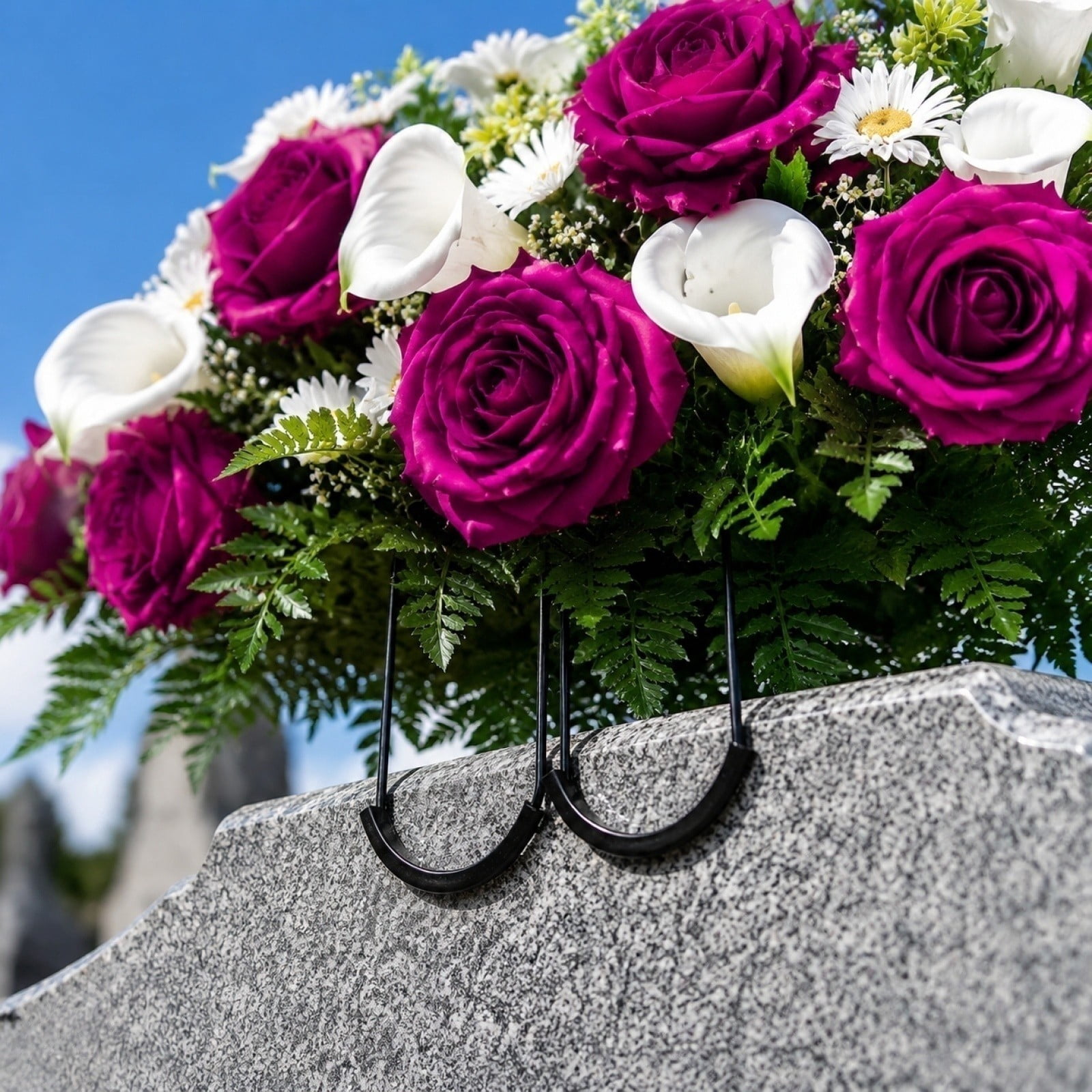 Artificial Cemetery Saddle Arrangement, Memorial Gravestone Flowers for ...