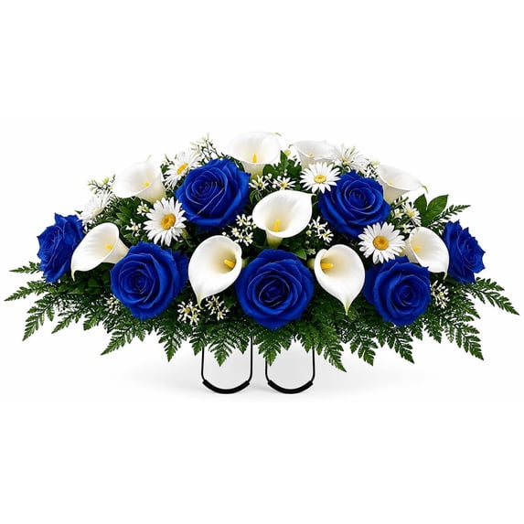 Artificial Cemetery Saddle Flower Arrangement With Black Metal Rack For ...
