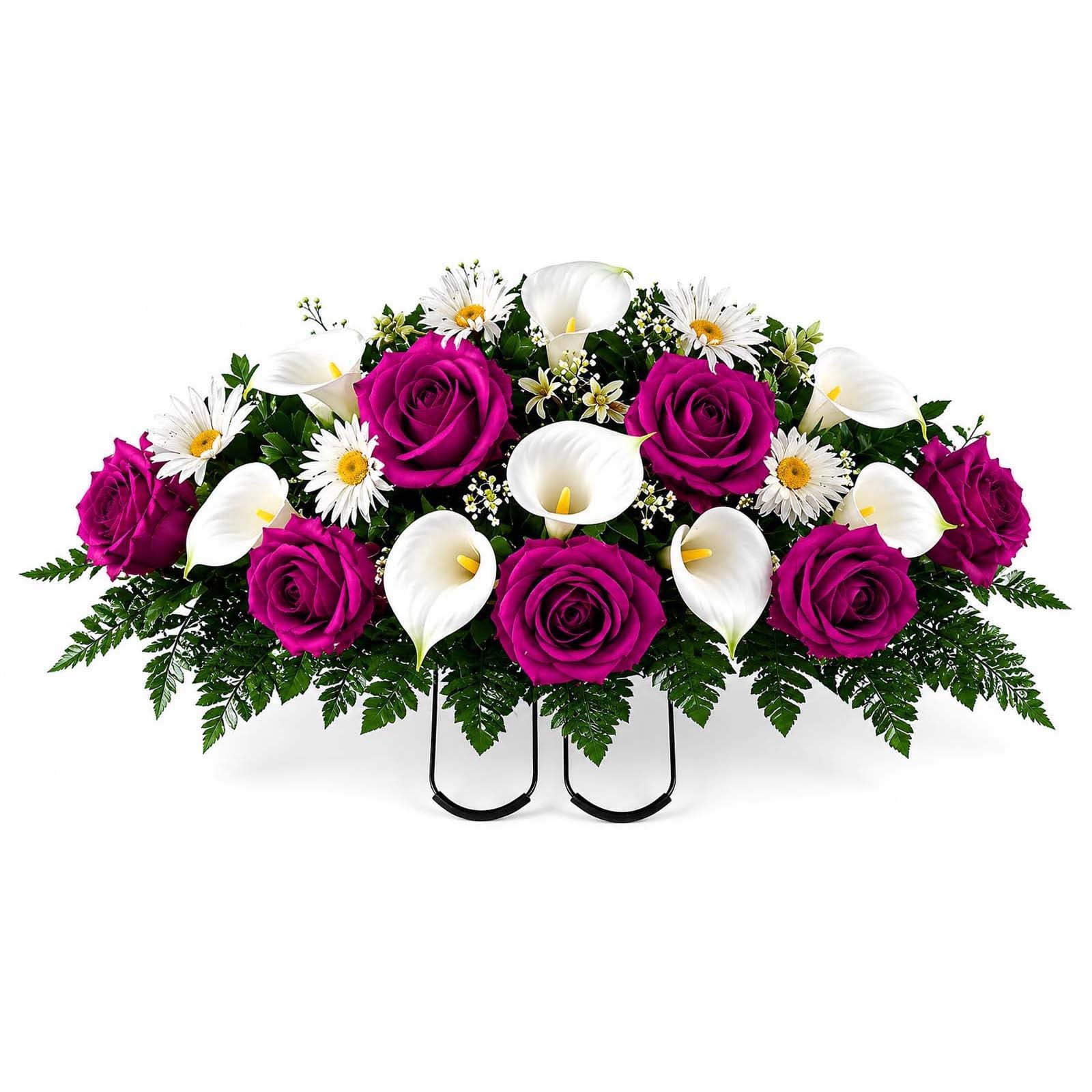 Artificial Cemetery Saddle Flower Arrangement With Metal Rack Faux ...