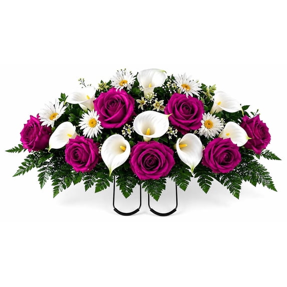 Artificial Cemetery Saddle Flower Arrangement With Metal Rack Faux ...