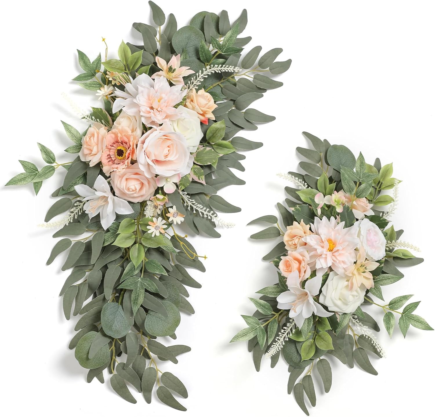 Artificial Champagne Pink Flowers Swag Set of 2 for Wedding Welcome ...