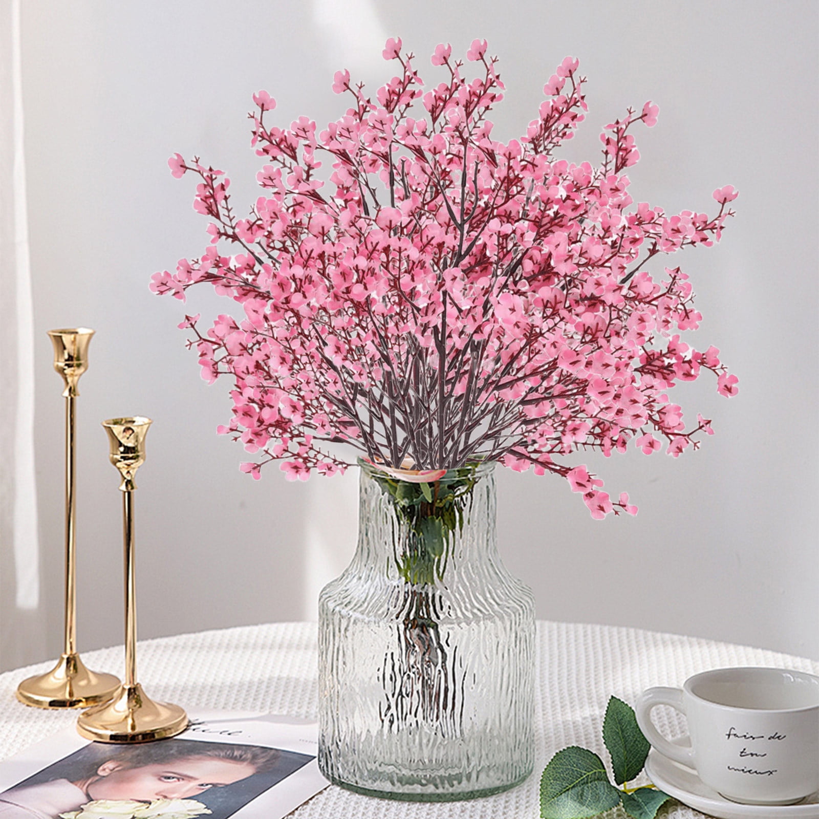 Artificial Cherry Blossom Flower Branches, Bulk Silk Faux Flowers Real ...