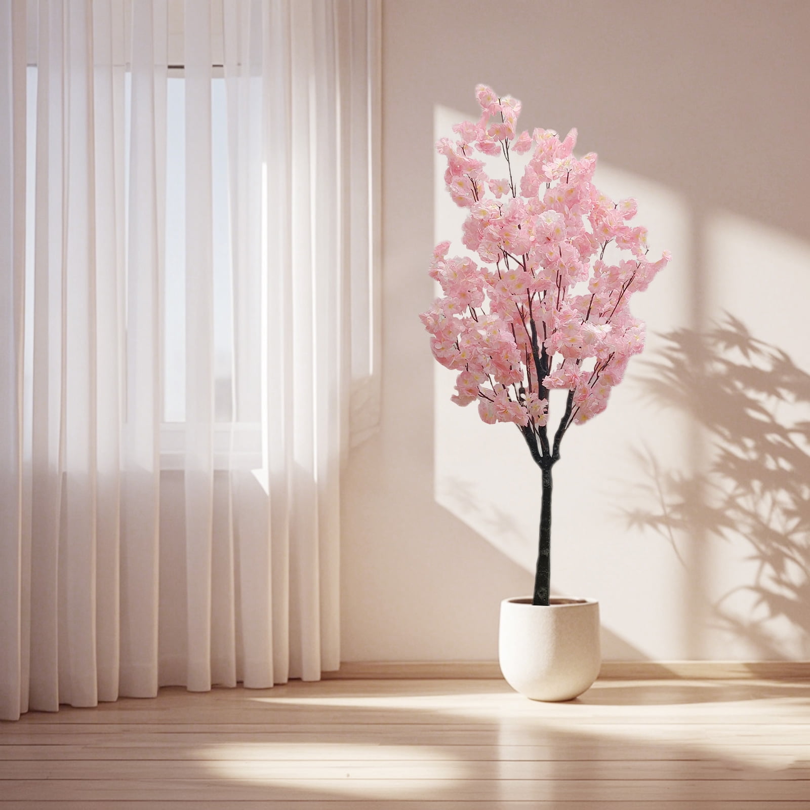 Artificial Cherry Blossom Trees, 4FT/5FT/6FT Realistic Potted Silk Faux ...