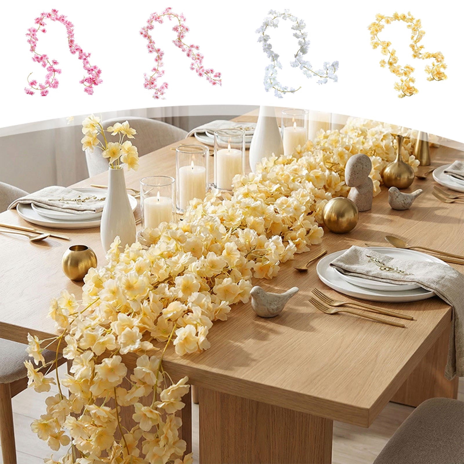 Artificial Cherry Blossom Vines for Ceiling and Wall Decor – 63" Fake ...