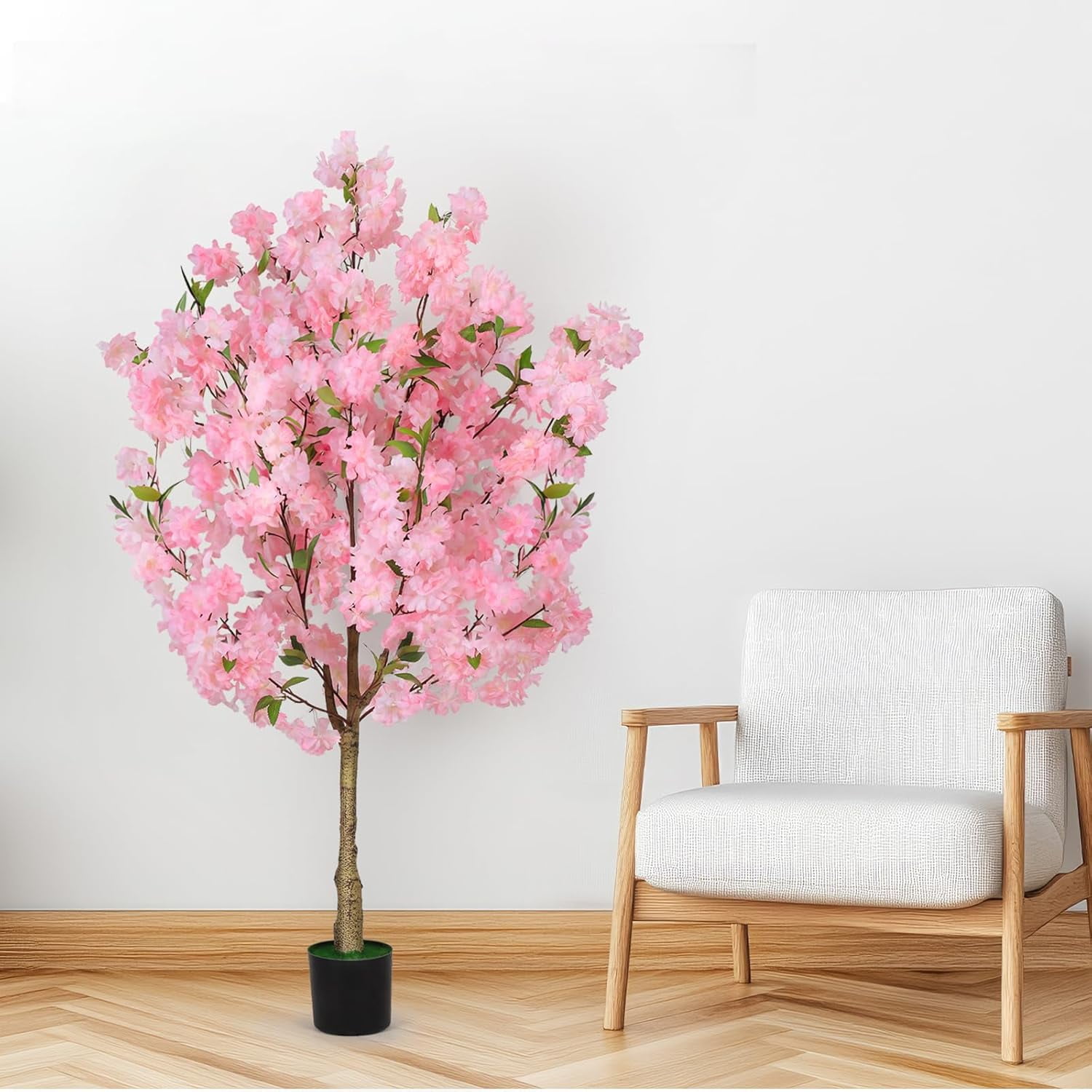 Artificial Cherry Tree, Fake Plants Indoor Decor, Faux Pink Sakura ...