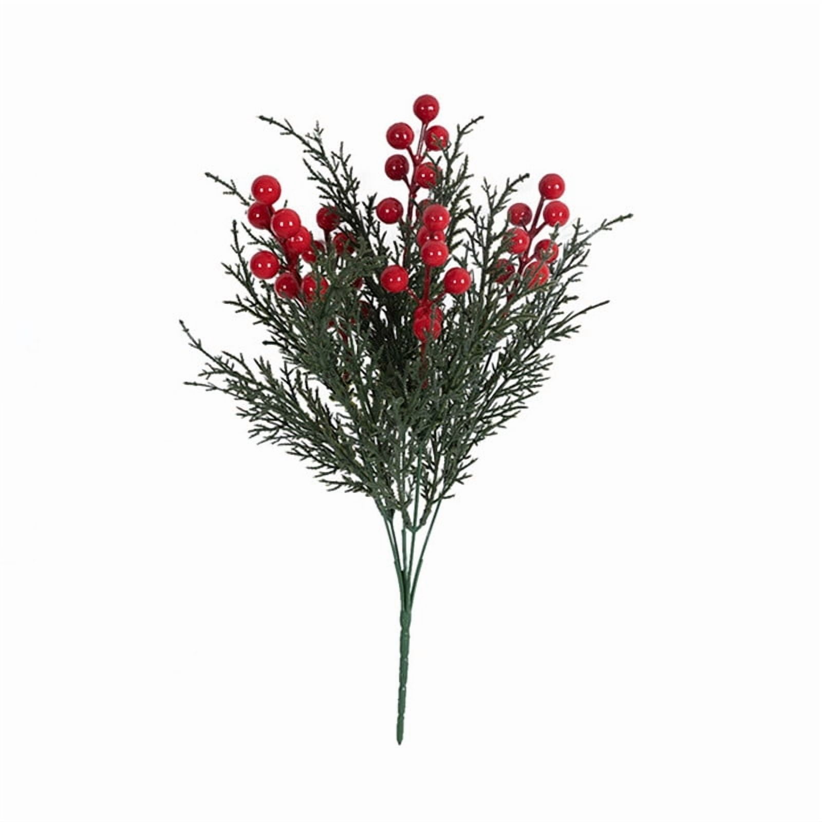 Artificial Christmas Flowers with Berry Stems, Bendable Metal Wire for ...