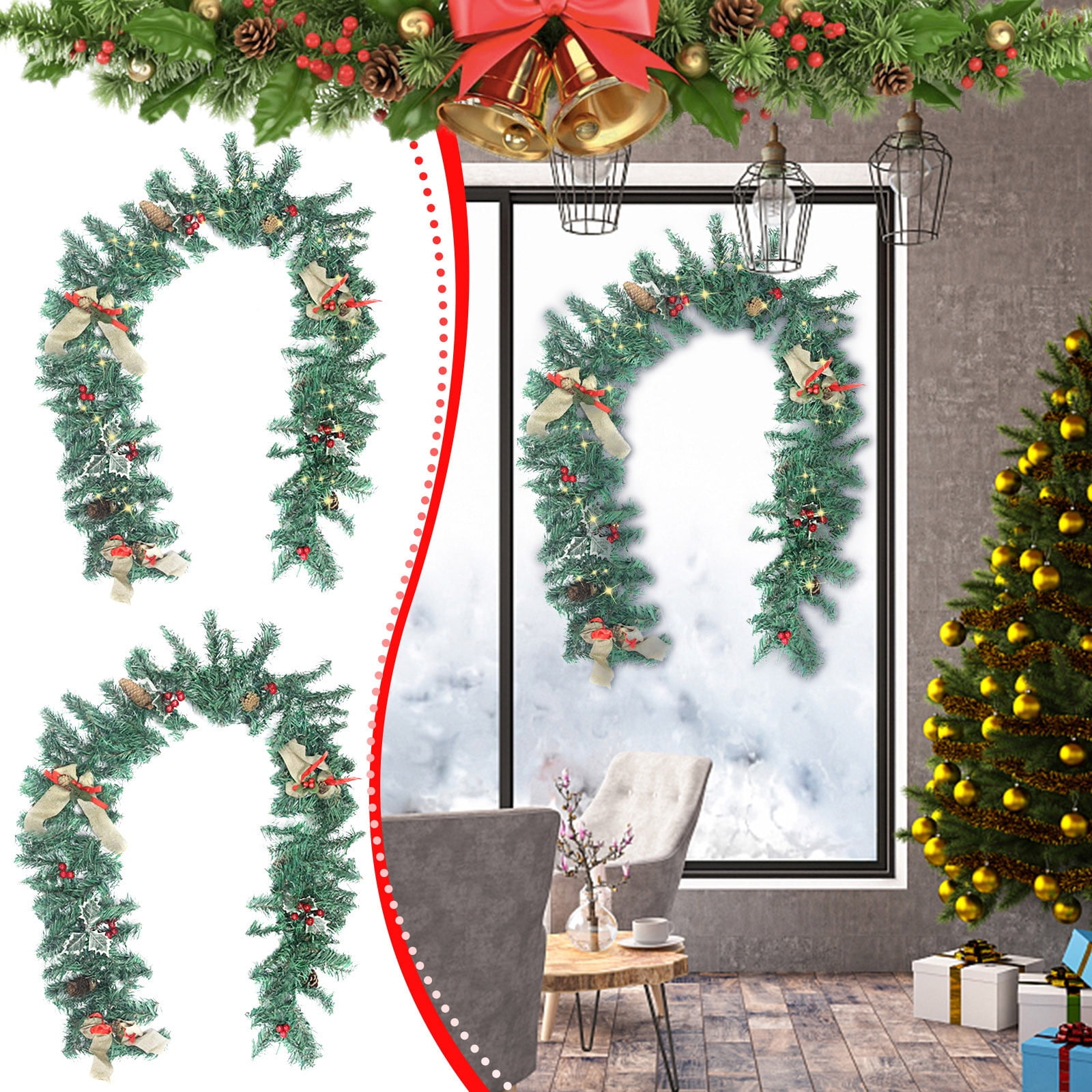 Artificial Christmas Garland Christmas Pine Garland with Red Berry 5 ...