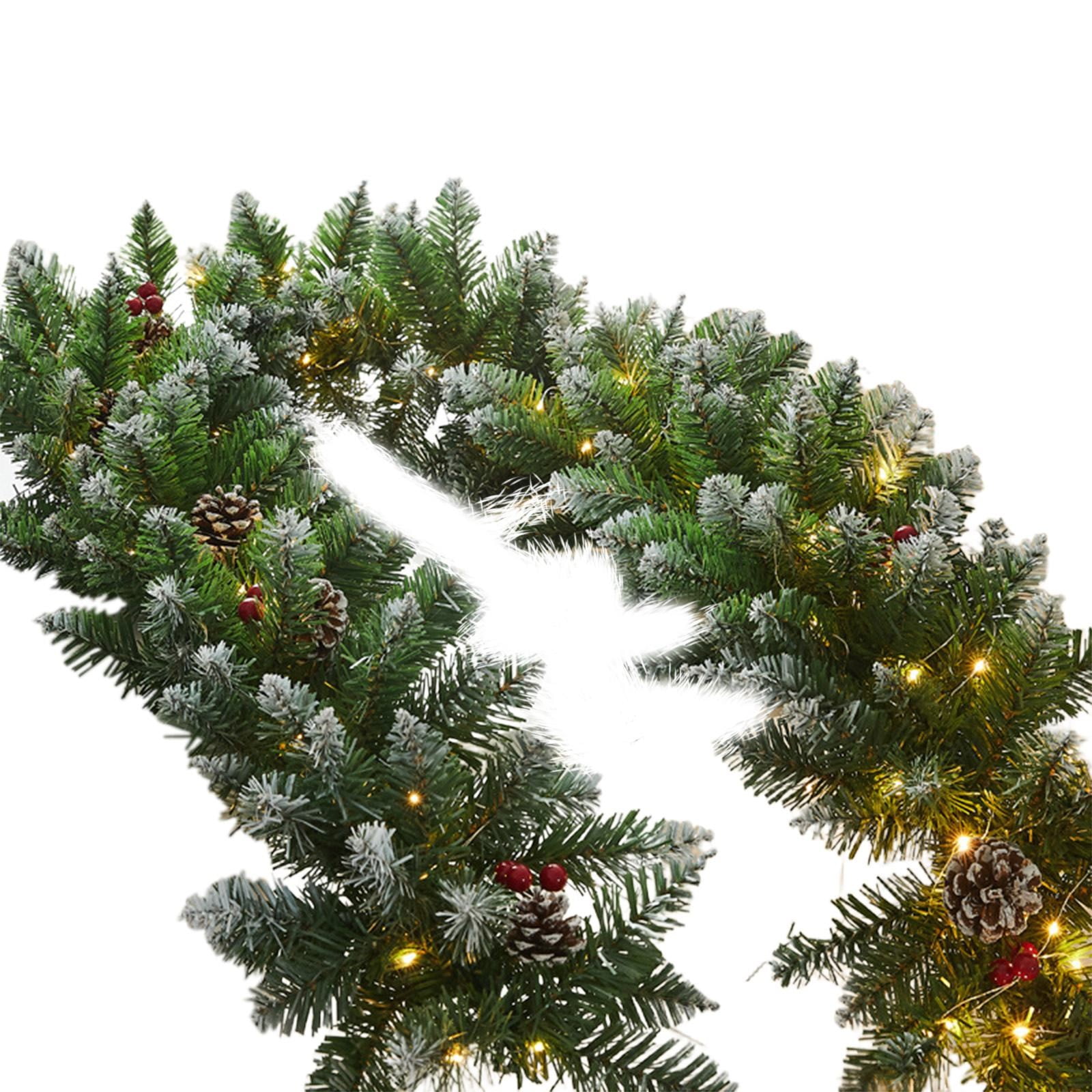 Artificial Christmas Garland with Color Changing Lights And Timer ...