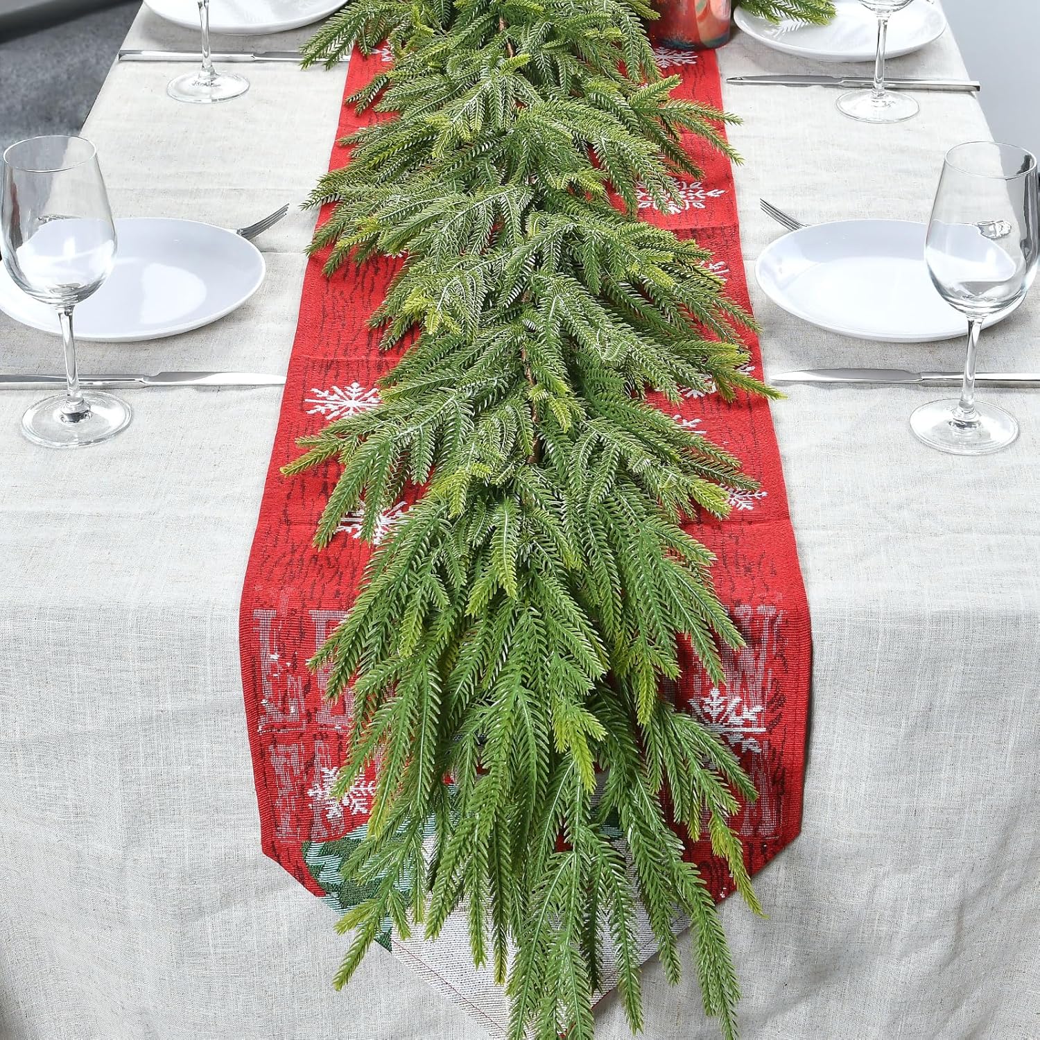 Artificial Christmas Garland, Faux Greenery Garland with Lifelike ...