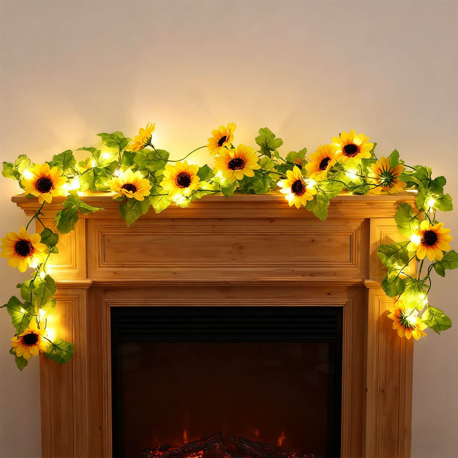 Artificial Christmas Garland with LED String Lights Pine Needle Cypress ...