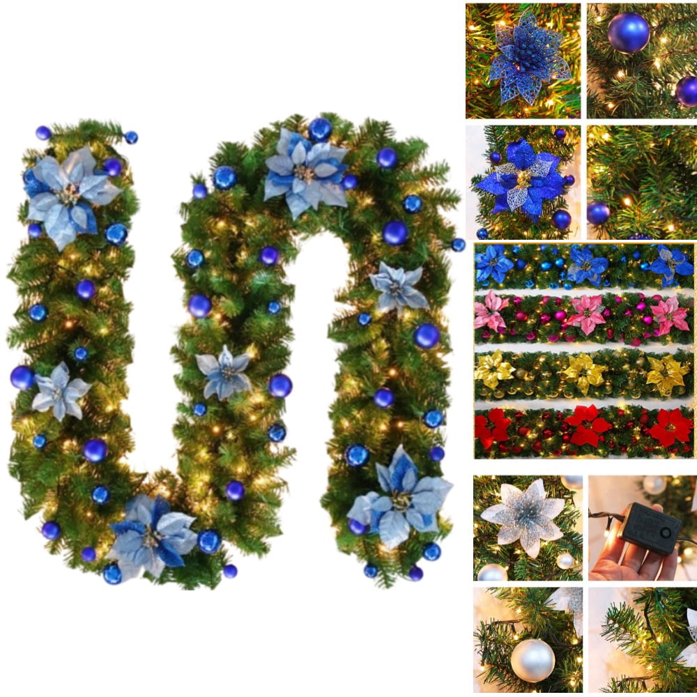 Artificial Christmas Garland with Lights - 9ft Artificial Garland with ...