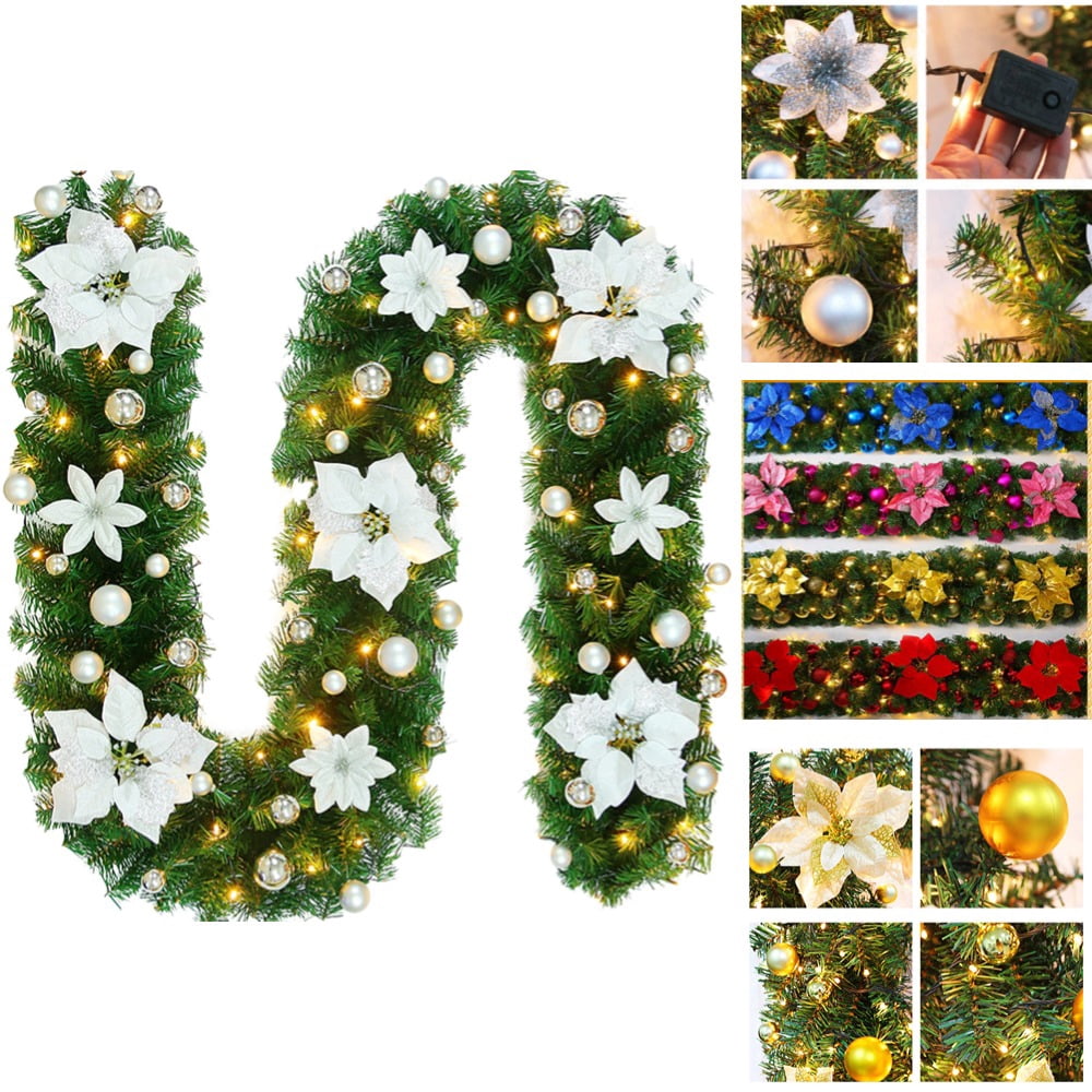 Artificial Christmas Garland with Lights - 9ft Artificial Garland with ...