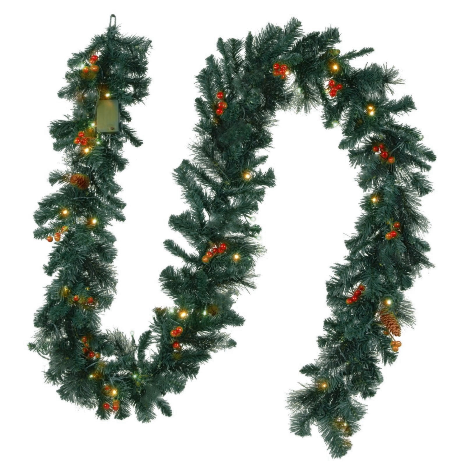 Artificial Christmas Garland with Pine Cones - 9 Feet Long, Greenery ...