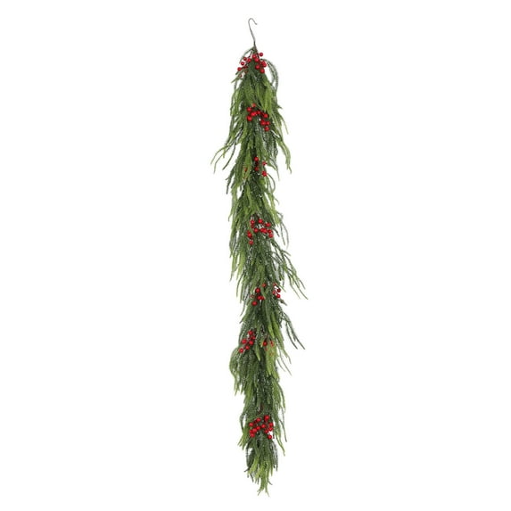 Artificial Christmas Garland with Red Berries | Fireplace Mantle Decor ...