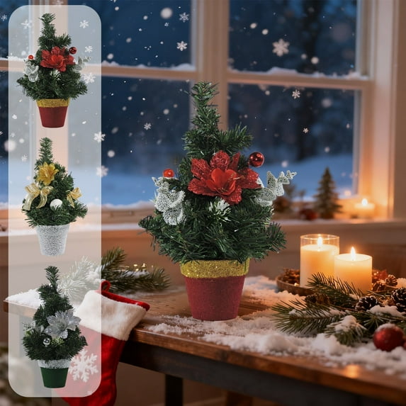 Artificial Christmas Miniature Tree Plant Ornament | Indoor Desktop ...