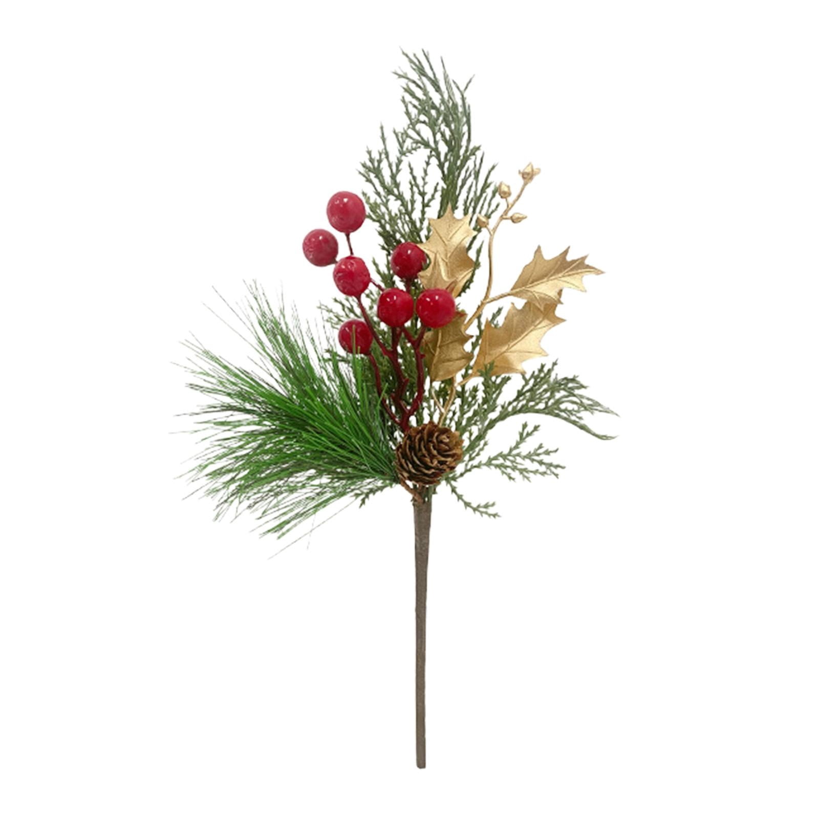 Artificial Christmas Picks, 1Pcs Christmas Sprays Picks with Red Berry ...