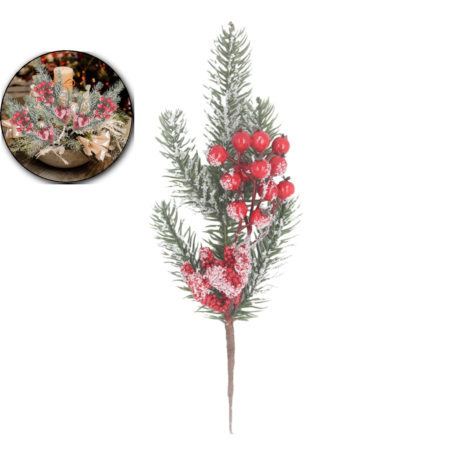 Artificial Christmas Picks Assorted Red Berry Picks Stem Faux Pine ...