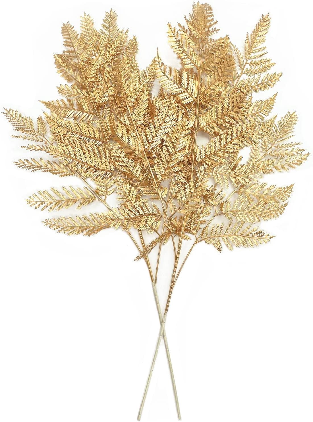 Artificial Christmas Plants Decor, Gold Fern Fake Flowers and Grass ...