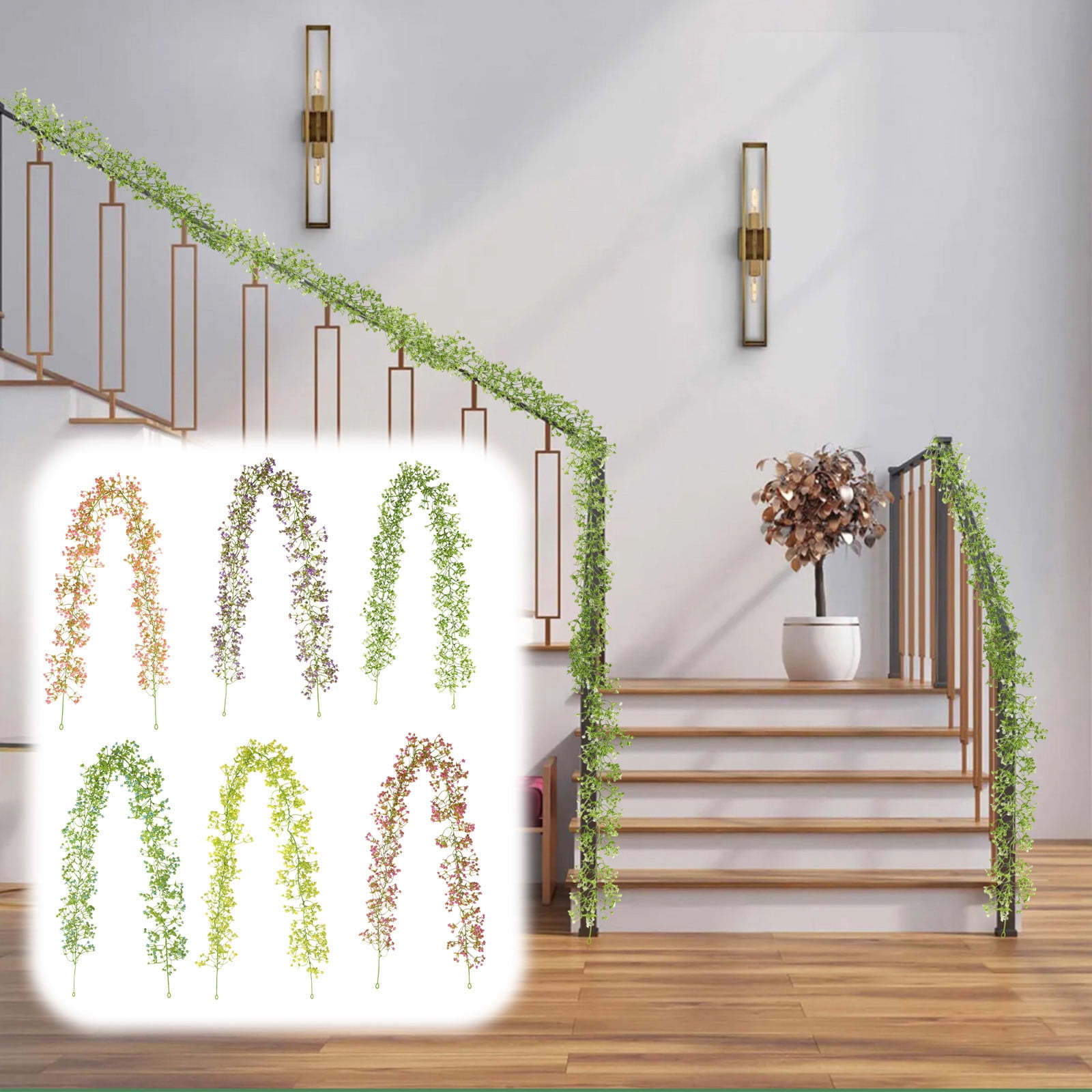 Artificial Christmas Rattan Garland | 68.9 Inch Long Plastic Hanging ...