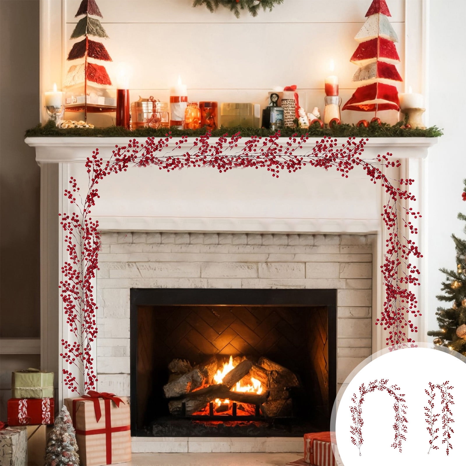 Artificial Christmas Red Fruit Berry Rattan Red Plastic Bendable for ...