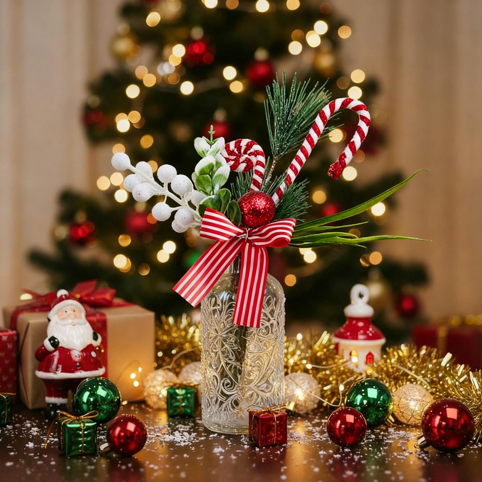 Artificial Christmas Sprigs with Red Berries Small Greenery Stems for ...